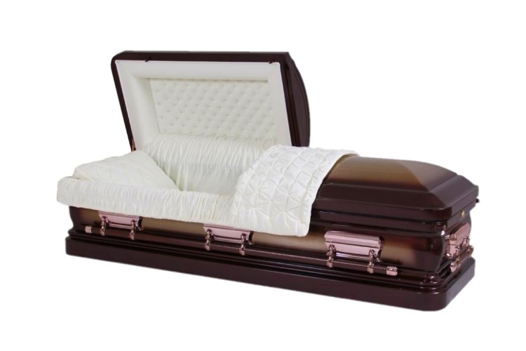 Almond Velvet Interior Metal Casket 18Gauge In Gold Brush Heritage ...