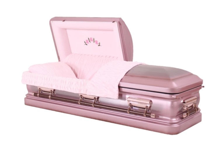 Pink Velvet Metal Coffin Urn Shaped 18 Gauge Steel, Natural Brushed ...